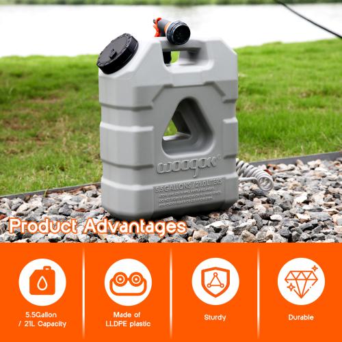 21L Portable Plastic Water Tank Camping With Tap & Shower & Manual Air ...